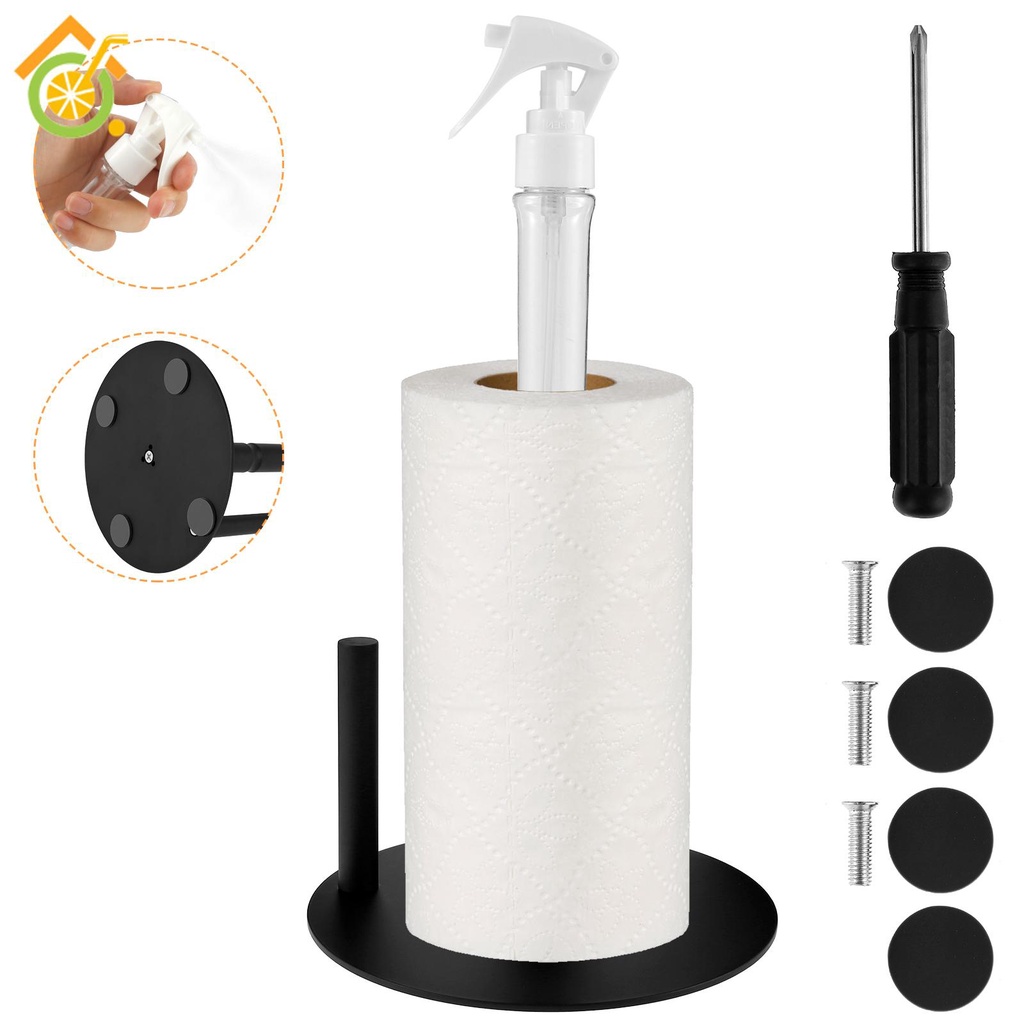 Paper Towel Holder with Spray Bottle Stainless Steel Paper Roll Holder ...