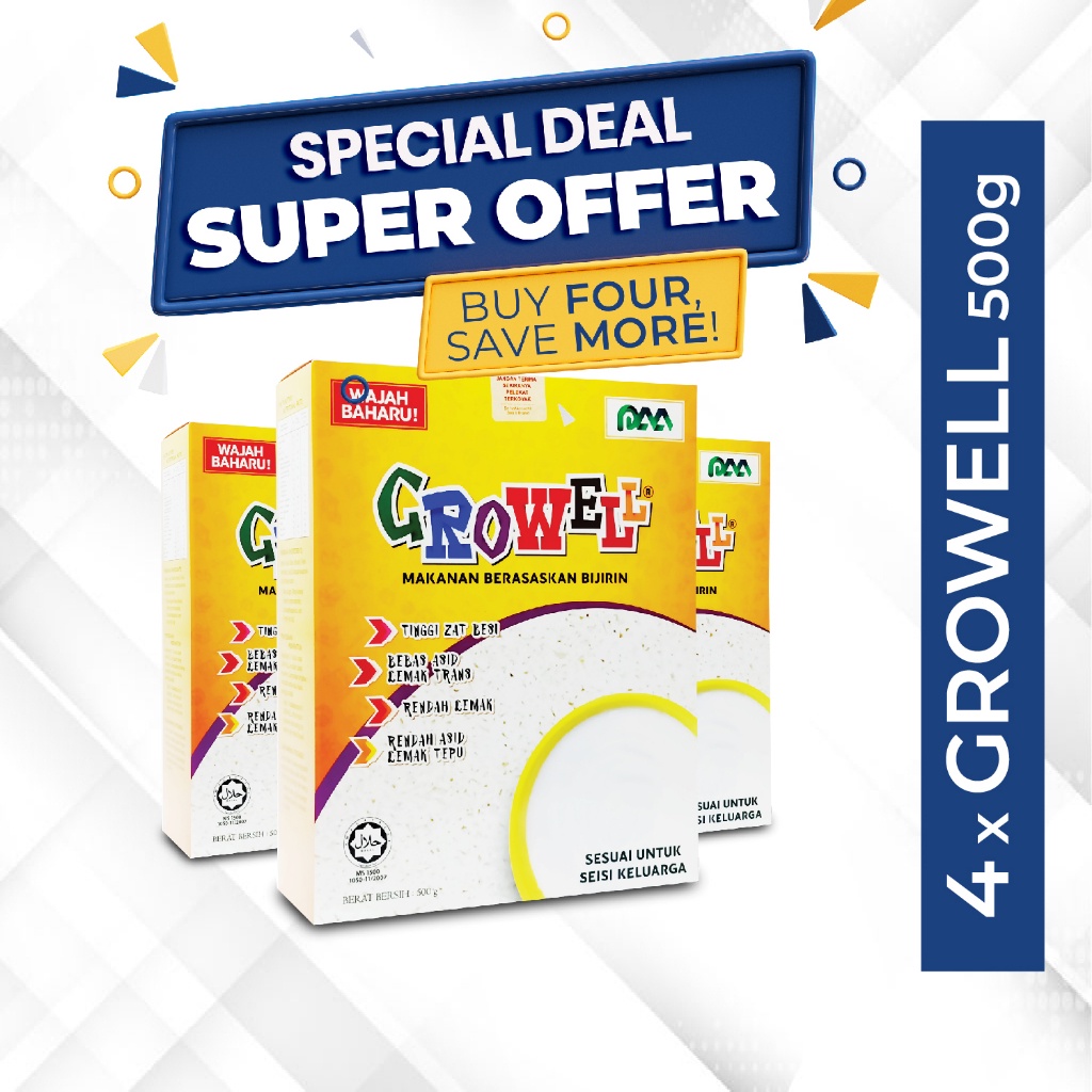 (4 PEK) GROWELL Baby Cereal Makanan Bayi Naikkan Berat Badan Kanak ... (4 PEK) GROWELL Baby Cereal Makanan Bayi Naikkan Berat Badan Kanak ...