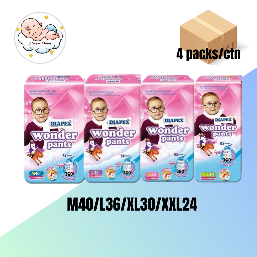 Diapex Wonder Pants Jumbo Pack - M40/L36/XL30/XXL24 (4packs) | Shopee ...