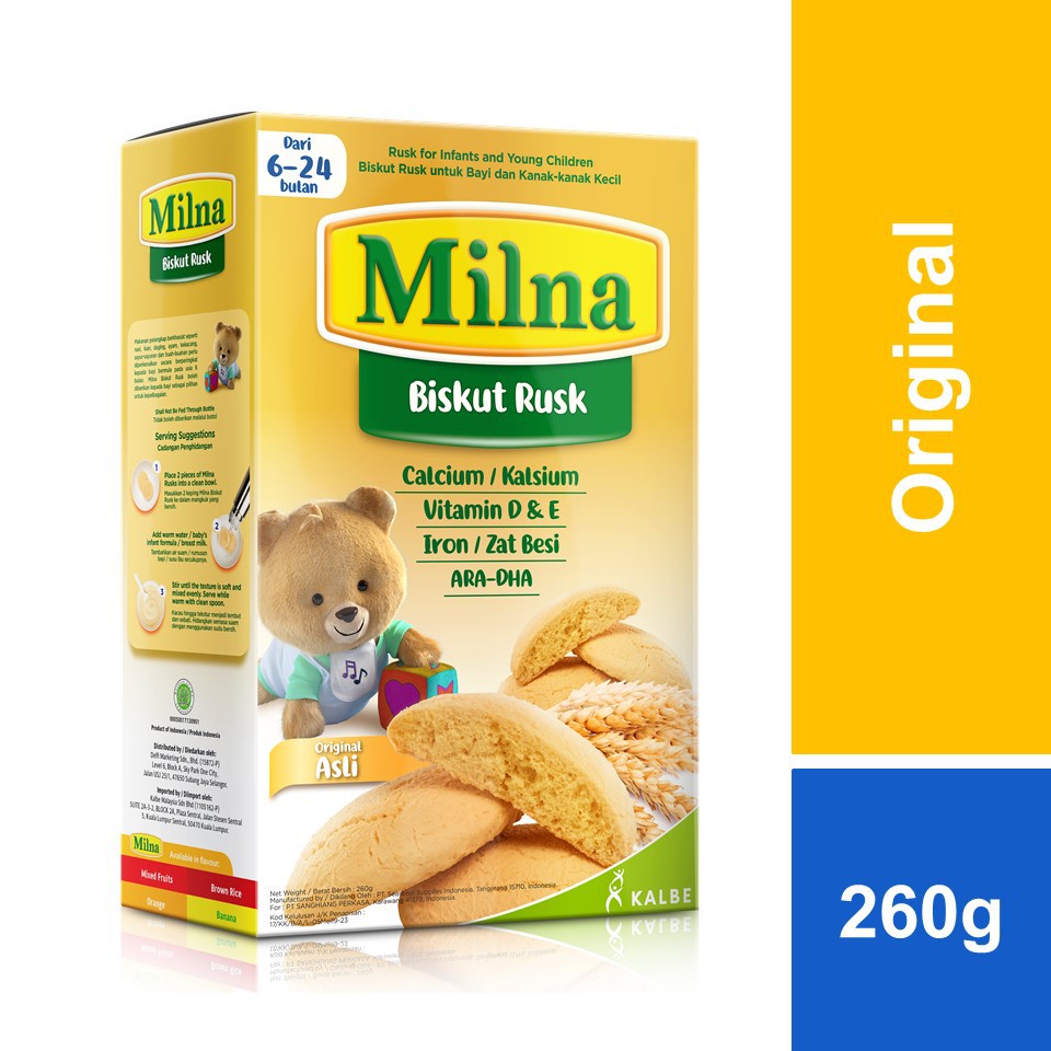 Milna Rusk Baby Biscuit 6m+ Original 130g Banana 130g Mixed Fruits 130g ...