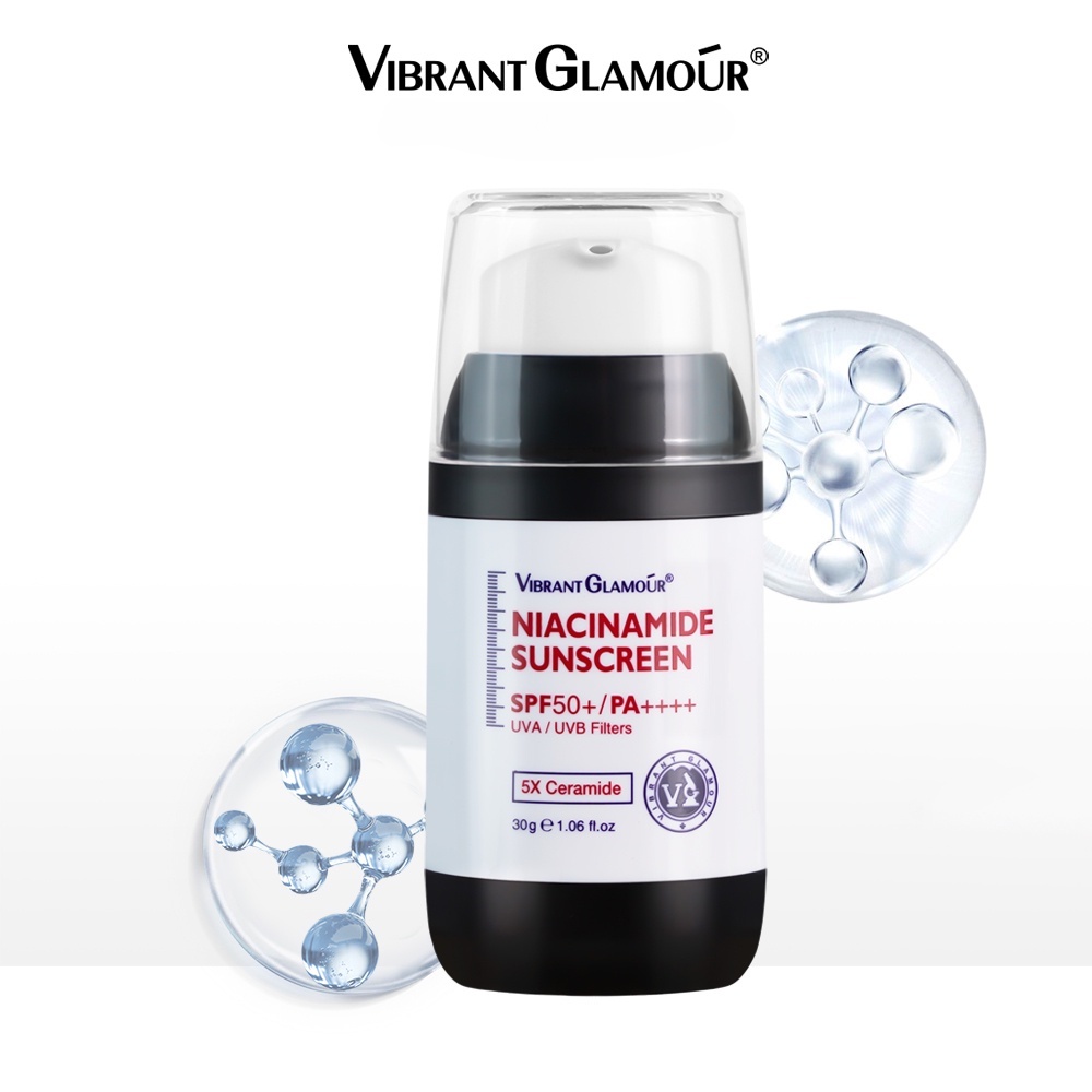 VIBRANT GLAMOUR Niacinamide Whitening Sunscreen Cream SPF50+ PA++++ UVA/UVB Sunblock for Face ...