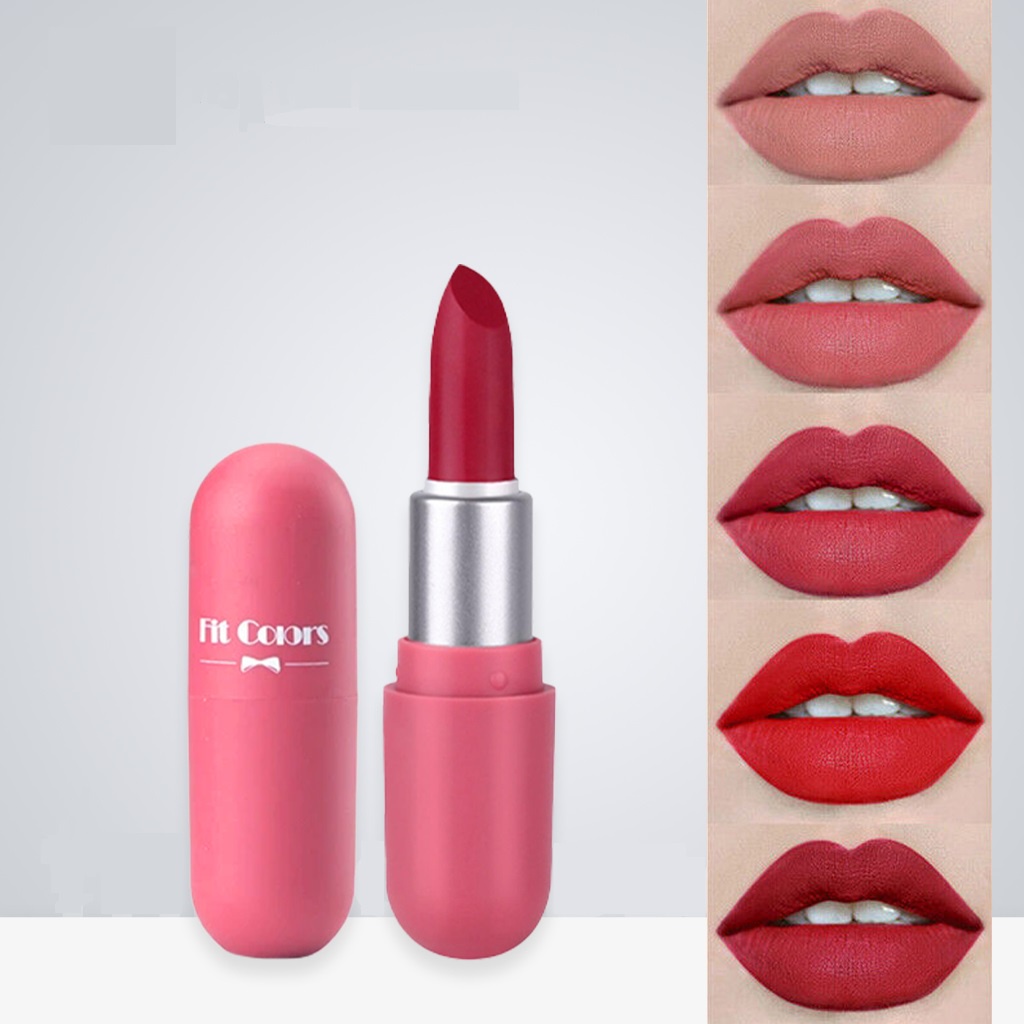 Mini Capsule Matte Lipstick Velvet Lip Gloss Long-Lasting Non-Stick Cup ...