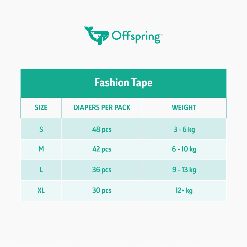 (TAPES) OFFSPRING Fashion Diaper Assorted Sizes & Designs Baby Diaper ...