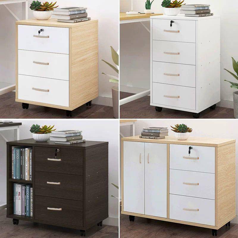 Office desk, wooden small cabinet, file cabinet, three drawer type with ...
