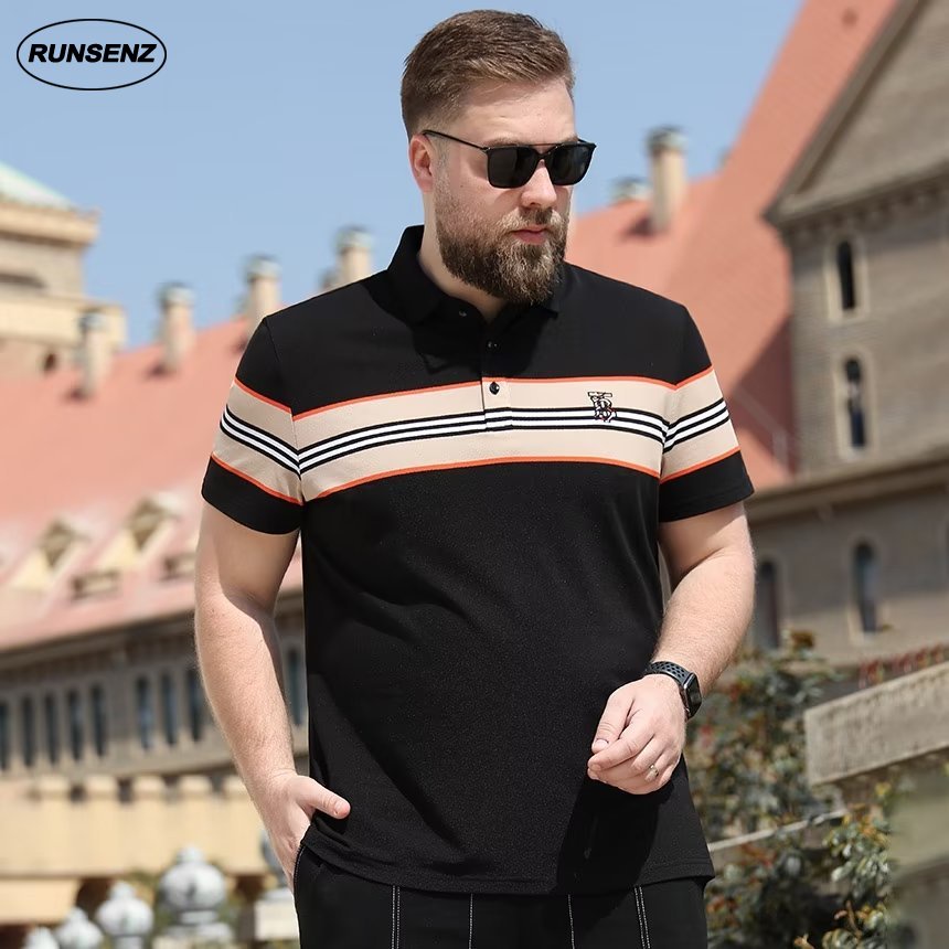XXL-8XL Fat Man Plus Size Polo Shirt Men Business Casual Work Tops Slim ...