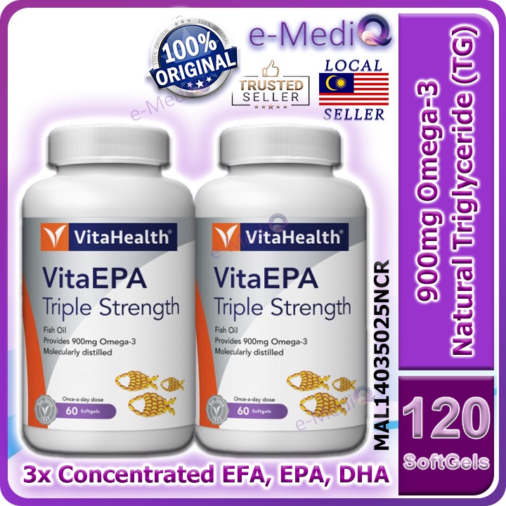VitaHealth VitaEPA Triple Strength 60s (900mg Omega 3 Fish Oil) (Expiry ...