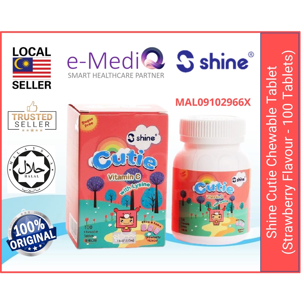 Shine 100's Cutie Vitamin C / Multi Vitamin Lysine Tablets (Strawberry ...