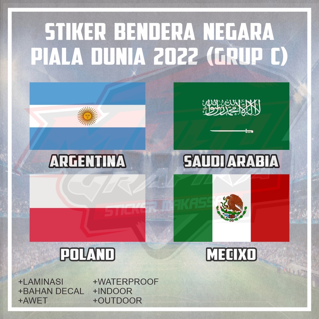 Sticker Country Flag Argentina Saudi Arabia Polish Mexico Fifa World ...