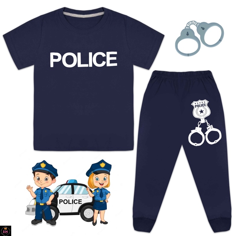 (1Y-6Y) NR BLUE POLICE Hand Cuff Cotton Kids Pajamas - Pyjamas ...