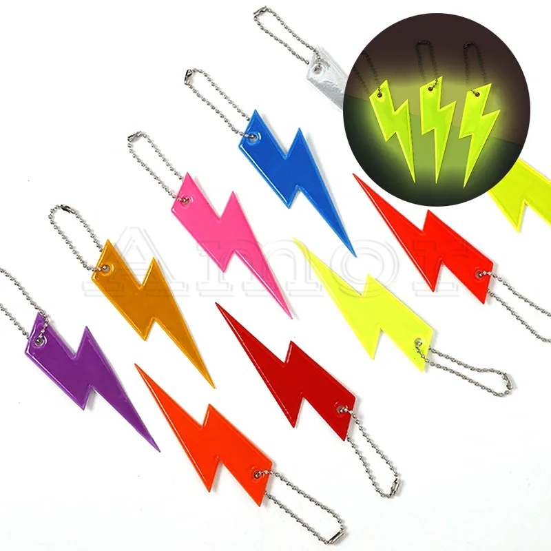 High Visibility Reflective Pendant Keychain Lightning Shape for Bags ...