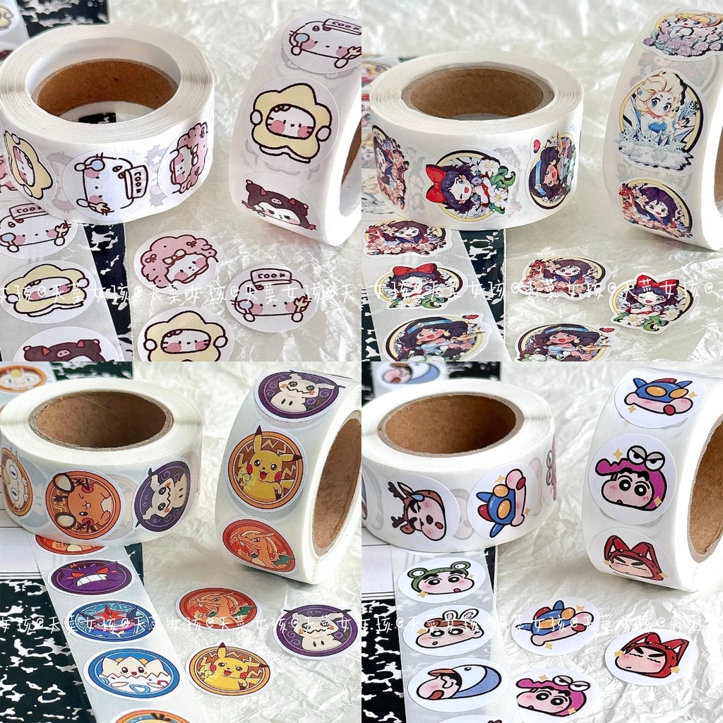 500pcs/roll Sanrio Crayon Shin-chan Pokémon Disney Princess Sealing ...