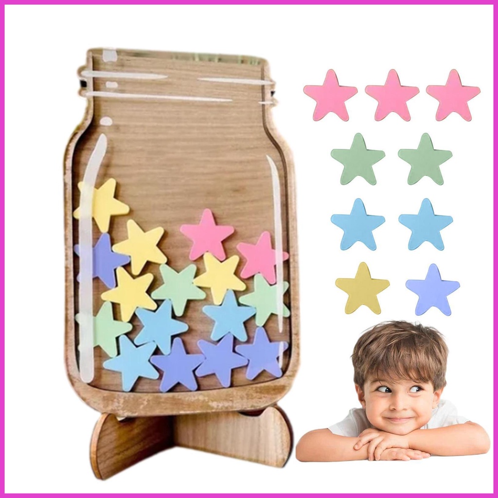 Teacher Reward Jar Star Classroom Wooden Reward Jars with 25 Stars ...