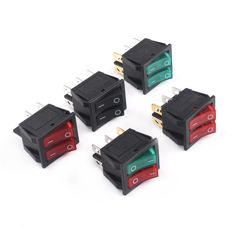 Kcd6 Double Rocker Switch Red/Green with Light/Without Light 2-speed 4 ...