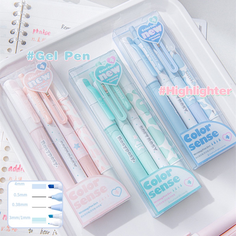 4pcs/set Candy Color Marker Pen Set Scrapbook 0.5/0.38mm Black Ink Pen ...