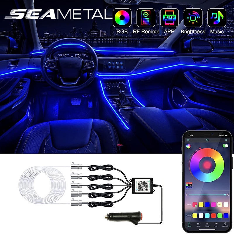 SEAMETAL 5in1 Neon LED Strip Car Interior Ambient Lights RGB Fiber ...