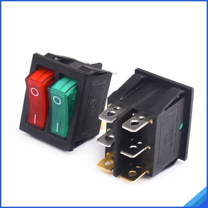 Double Rocker Switch KCD6 Red Green with Light 2-speed 6-pin Power ...