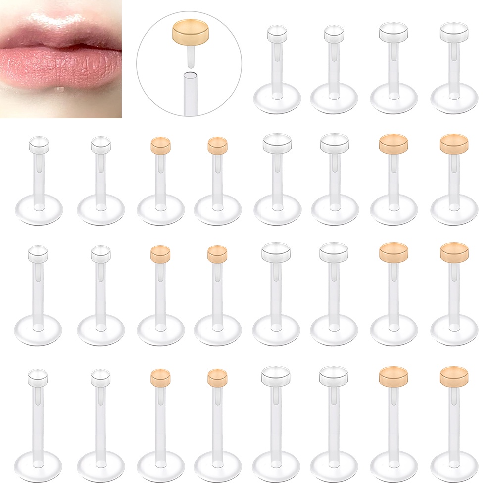 1PC 16G Acrylic Lip Piercings Transparent Color Stud Earrings Pluggable ...