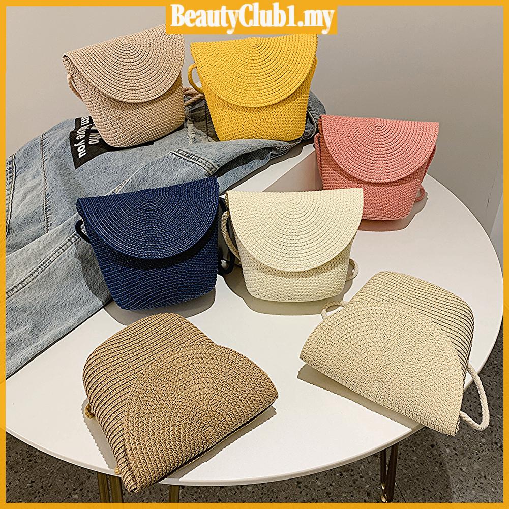 Summer Crossbody Bags Woven Simple Beach Straw Bag Portable Handmade ...