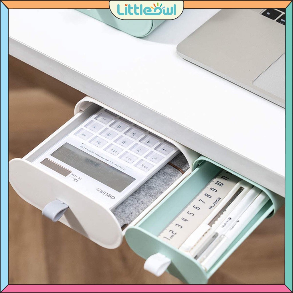Big Drawer Under Desk Table Storage Organizer Self Sticker Hidden Slide ...