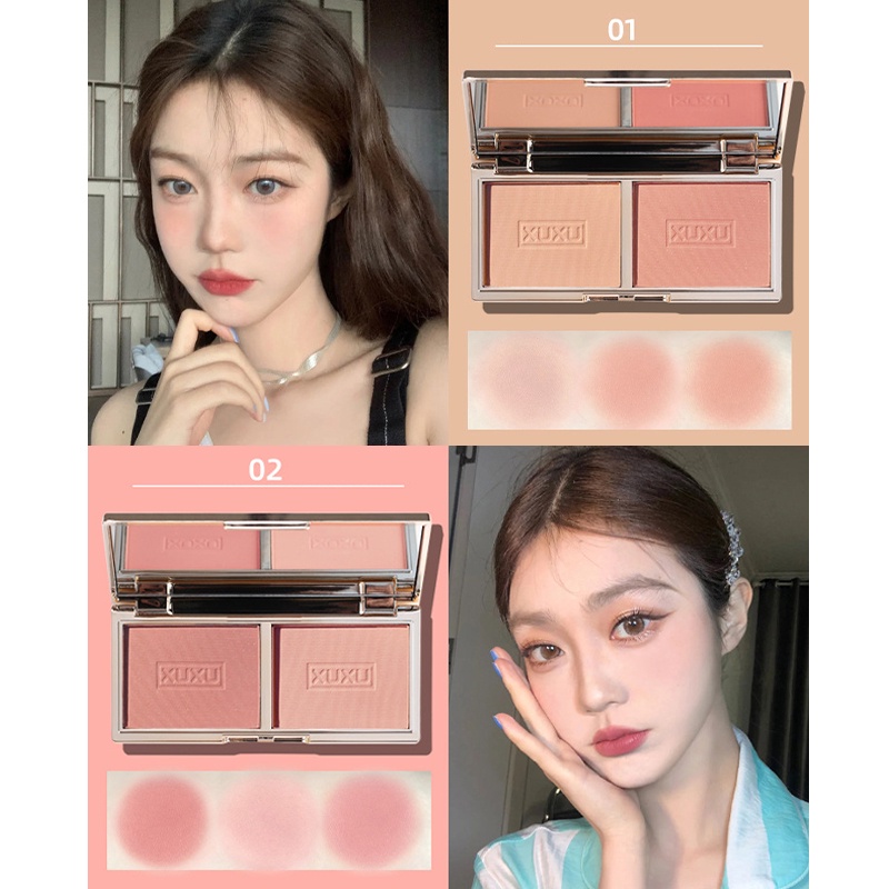 2-colors Blush Pallete High-quality Glitter Matte Peach Face Mineral ...