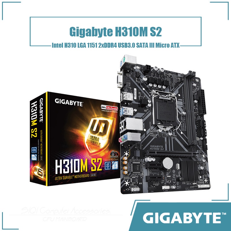used Gigabyte H310M S2 Motherboard Intel H310 LGA 1151 2xDDR4 2666MHz USB3.0 SATA III Micro ATX ...