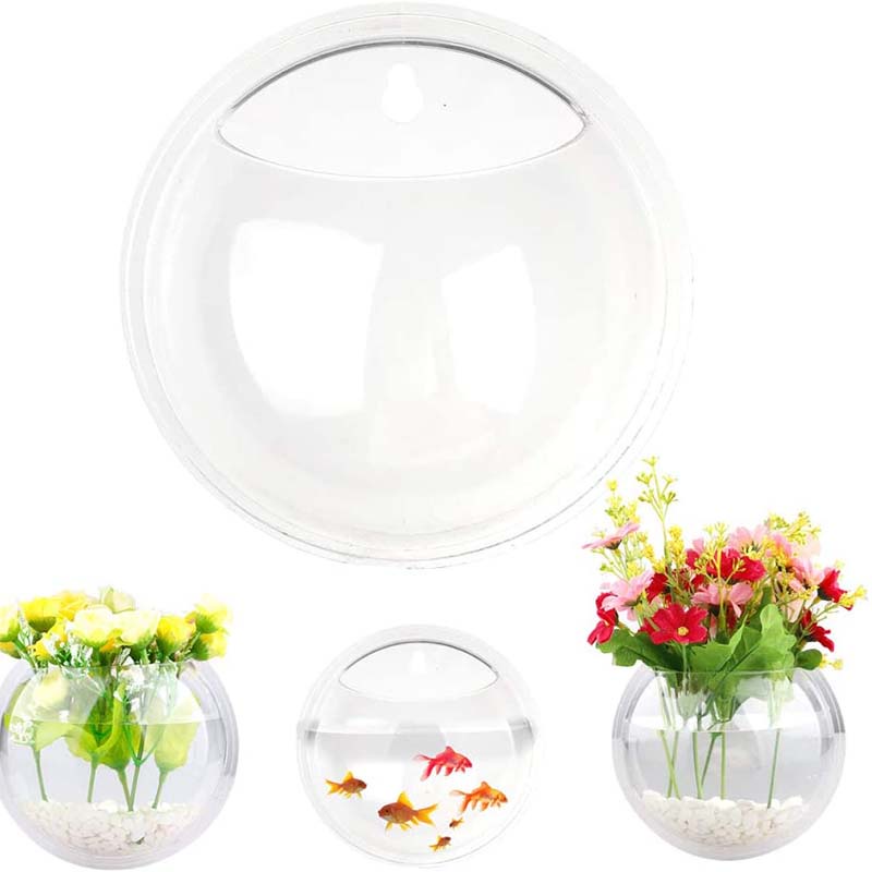AQUARZOO Aquarium Hanging Wall Mounted Fish Bowl Plant Pot Betta Small ...