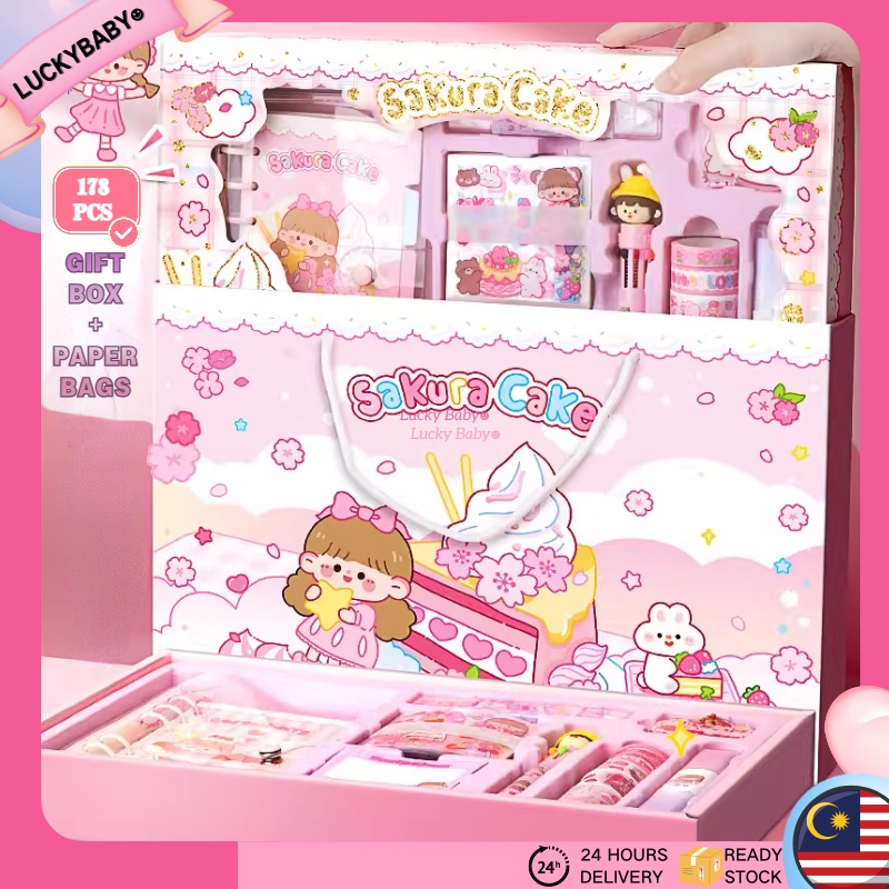 178pcs/SET Buku Handbook Notebook Sticker Gift Box Cute Girl Cuckoo ...