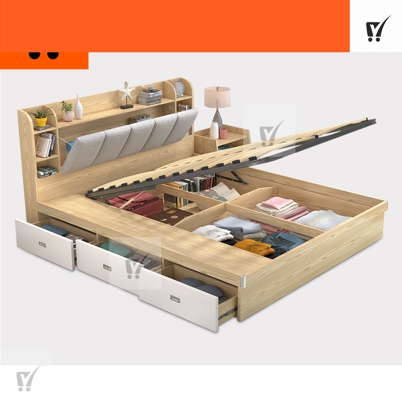CENTER~ ️ Hydraulic STORAGE BED FRAME Pneumatic Drawer Bedframe King ...