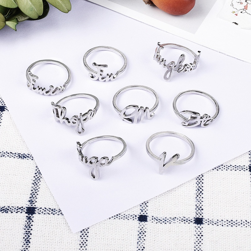 KPOP BTS Silver Finger Ring V JIN JIMIN J-HOPE JUNG KOOK RAPMONSTER ...