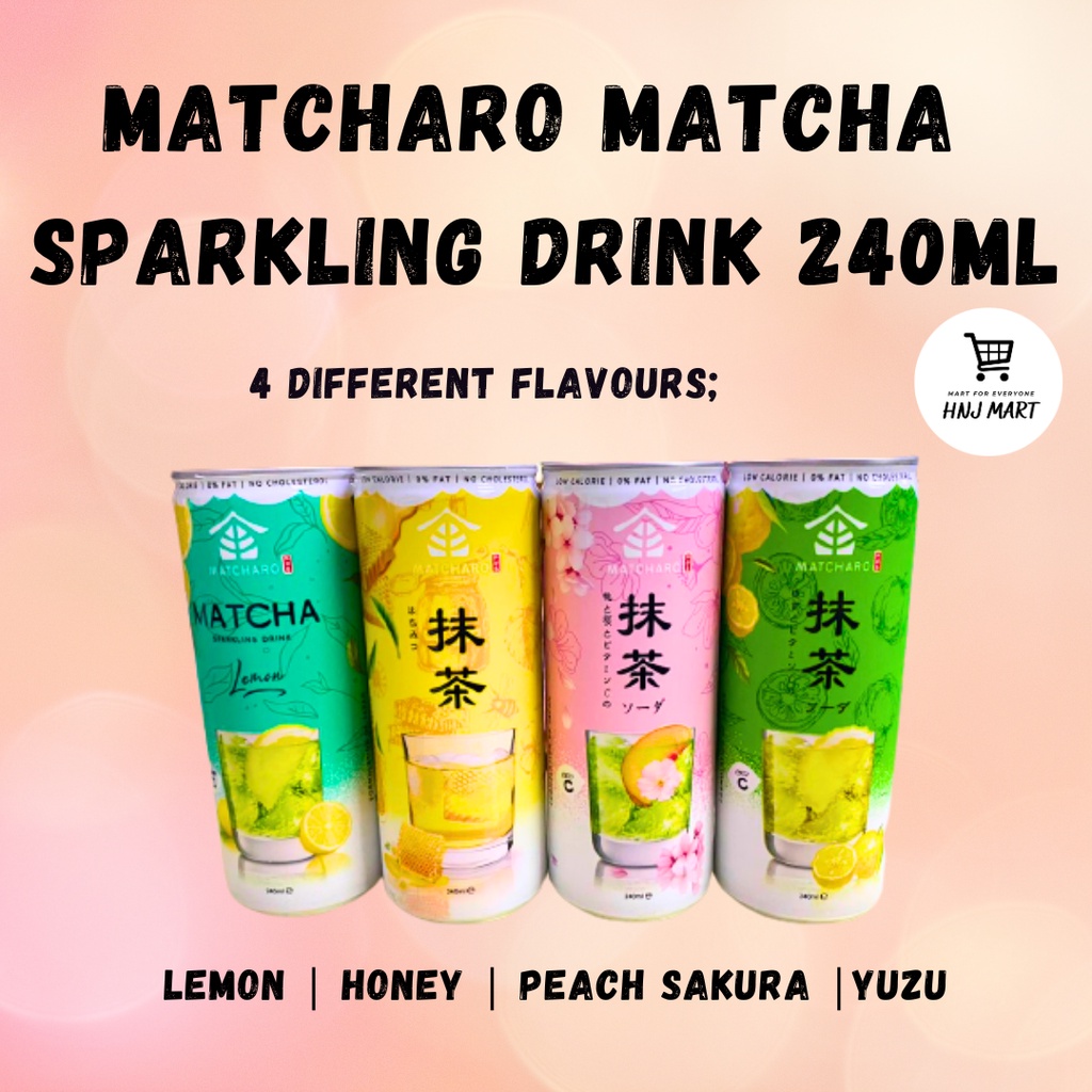 MATCHARO Matcha Sparkling Drink Lemon | Honey |Yuzu | Peach Sakura ...