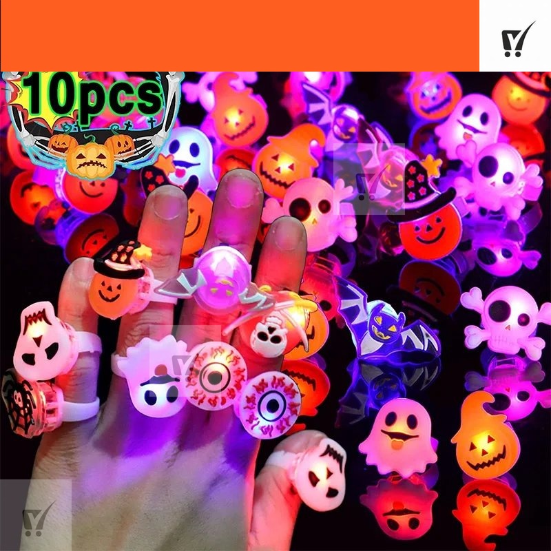 CENTER`LED Flash Finger Ring Halloween Decoration/ Horror Pumpkin Ghost ...