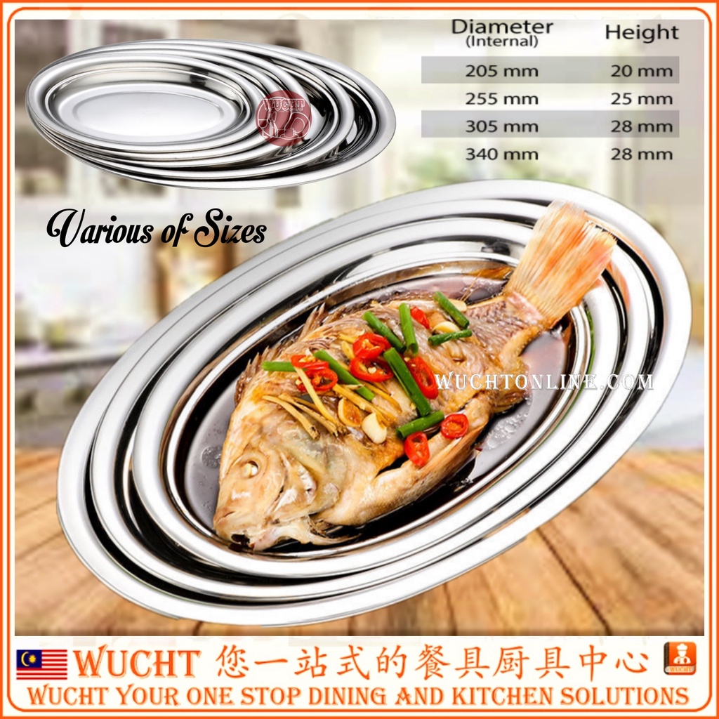 【WUCHT】25cm ~ 40cm TOFFI Oval Plate Stainless Steel Oval Fish Plate ...
