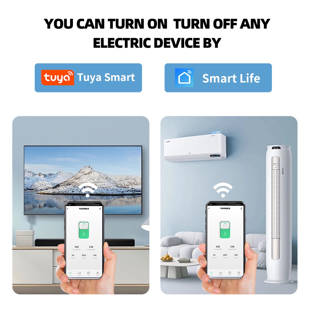 AC90-300V 63A 1P+N WIFI Smart Switch Energy Meter KWh Metering ...