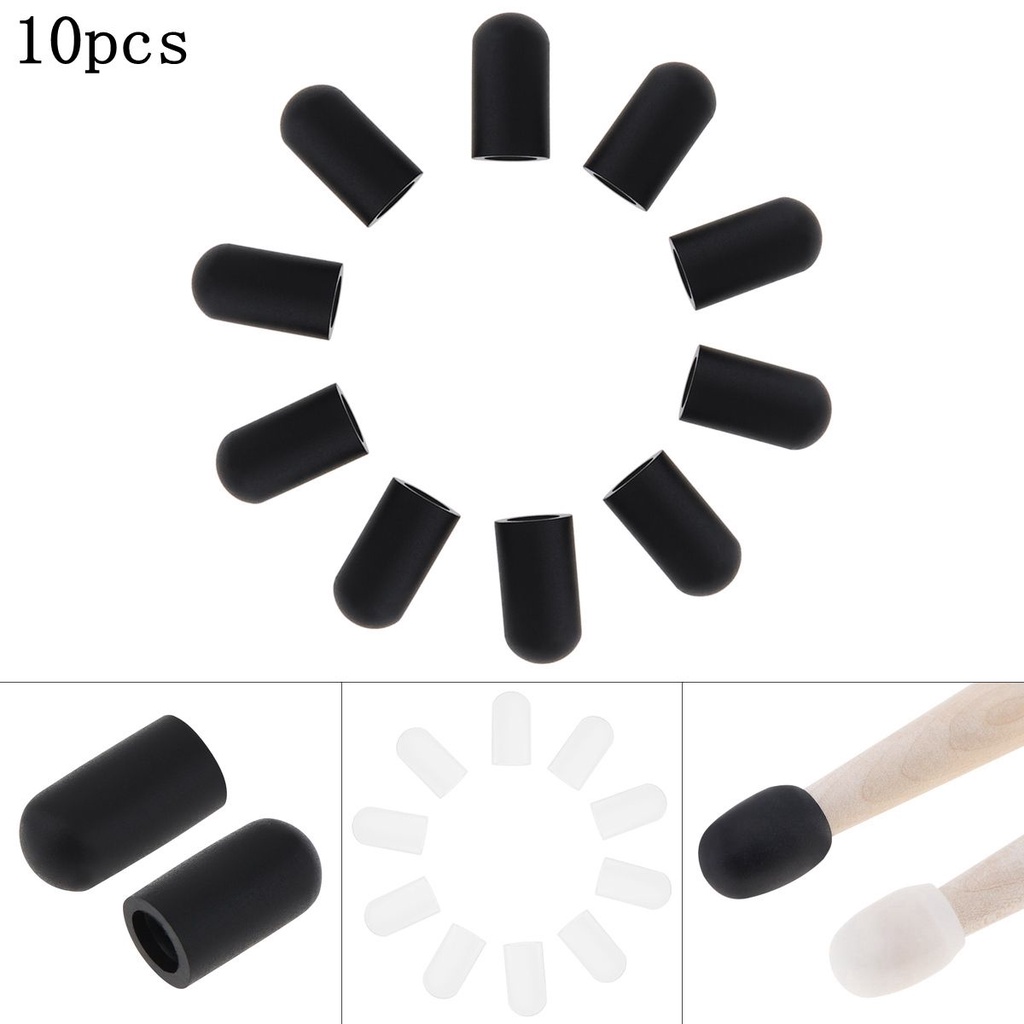 10pcs Silicone Drum Stick Sleeves Stick Head Protective Mute Cover Cap ...