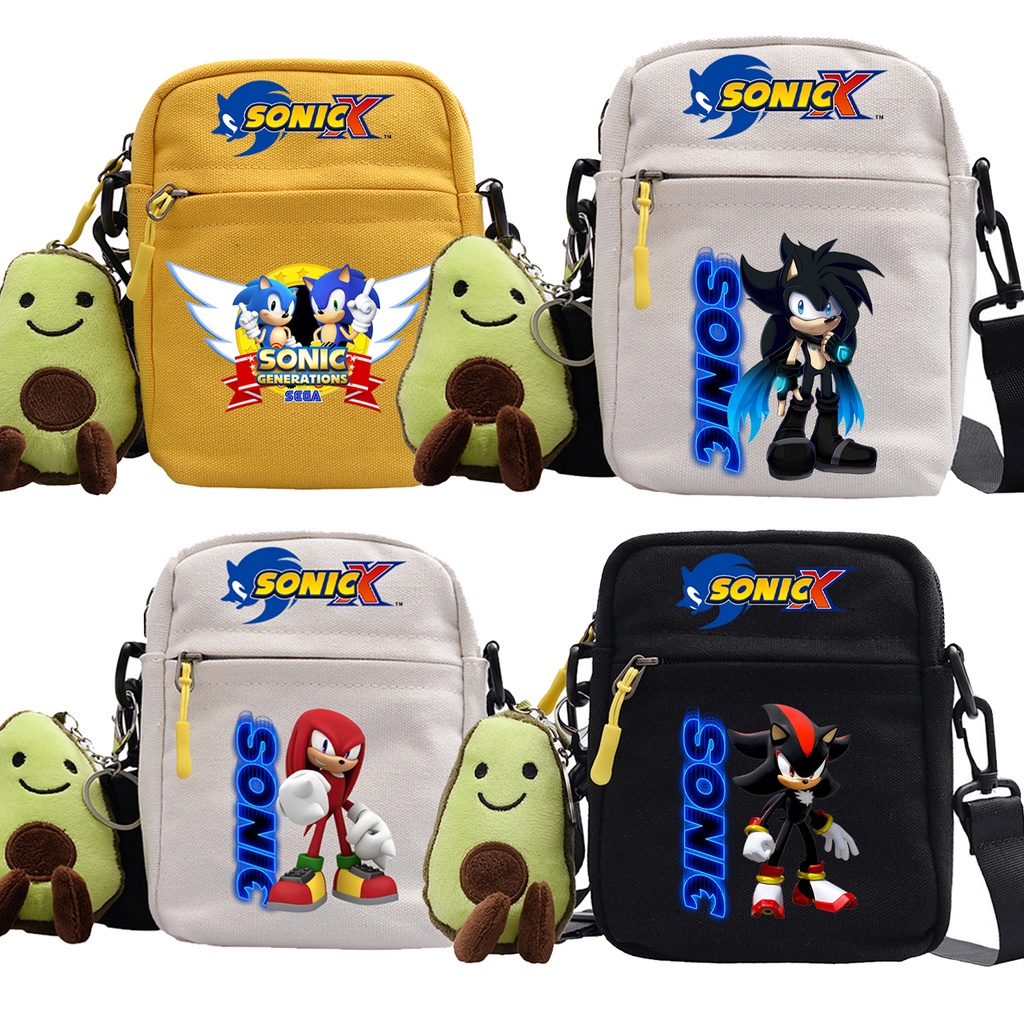 Sonic Shoulder Bag Cartoon Print The Hedgehog Figure Canvas Crossbody ...