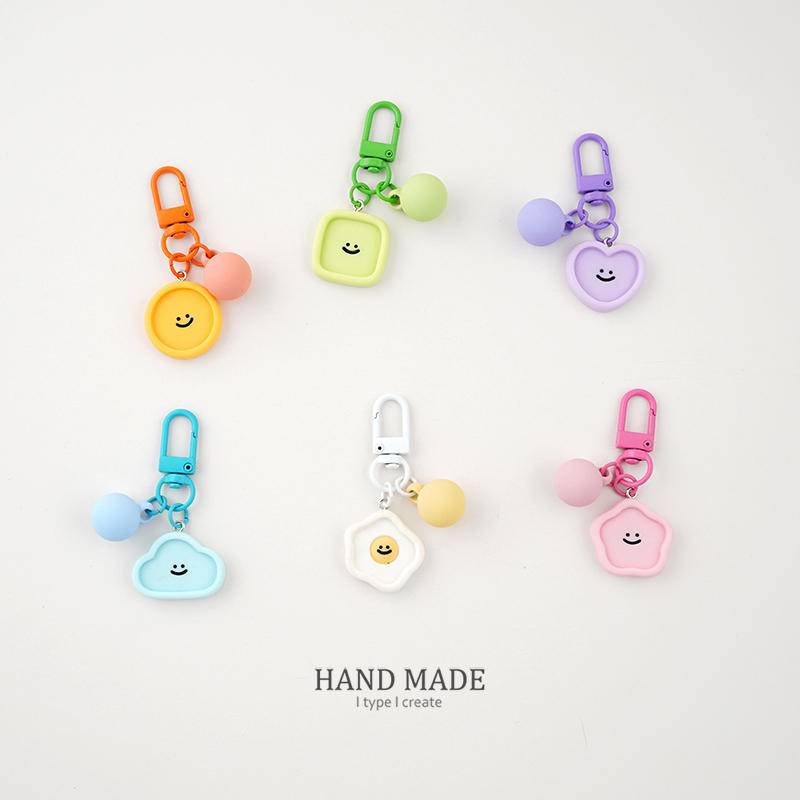 Cute Keychain Customized Letter Macaron Smiling Face Keychain Phone ...
