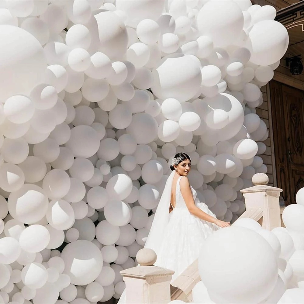 200pcs 5-36inch Giant White Round Balloons Wedding Latex Helium Pastel ...