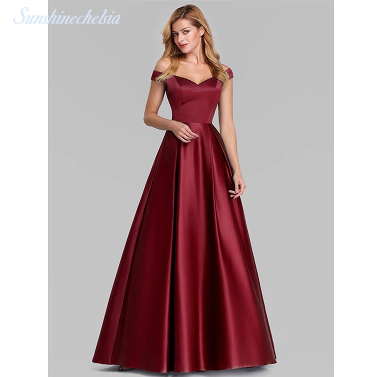 Women's Dinner Party Gown V-neck Wine Red Retro Large Size Long Dress ...