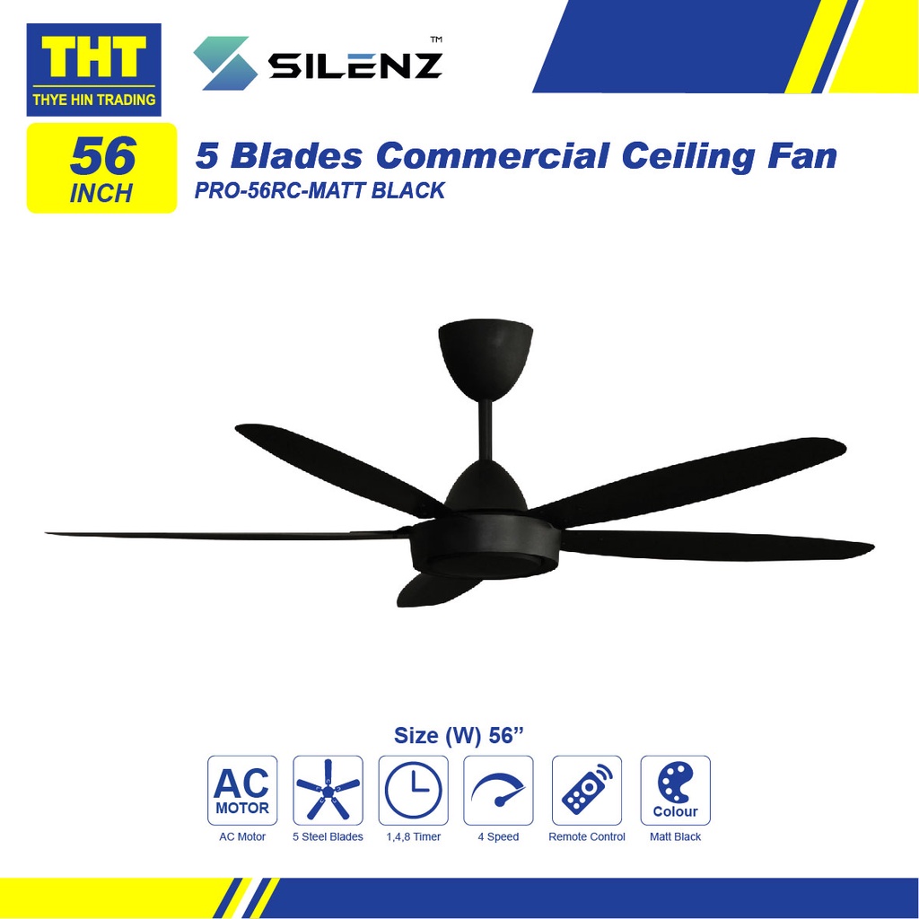 Silenz 56'' AC Motor Ceiling Fan With Remote Control PRO-56RC (Matt ...