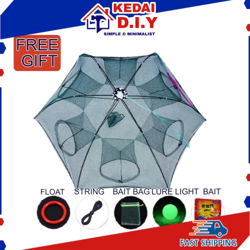 BuBu Payung ikan udang Portable Fishing Net Shrimp Cage Nylon Automatic ...