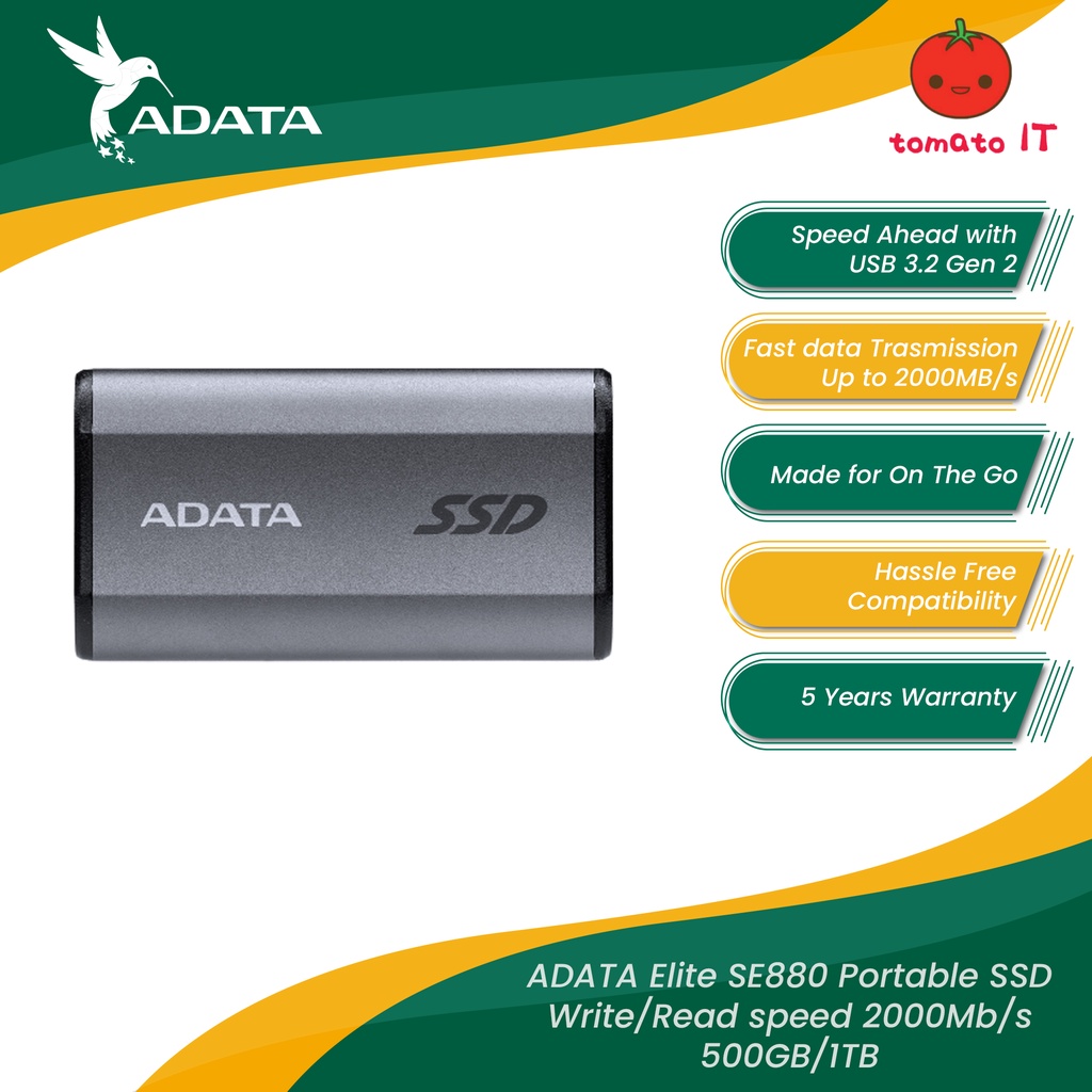 ADATA Elite SE880 Portable SSD (500GB, 1TB, 2TB) | Shopee Malaysia