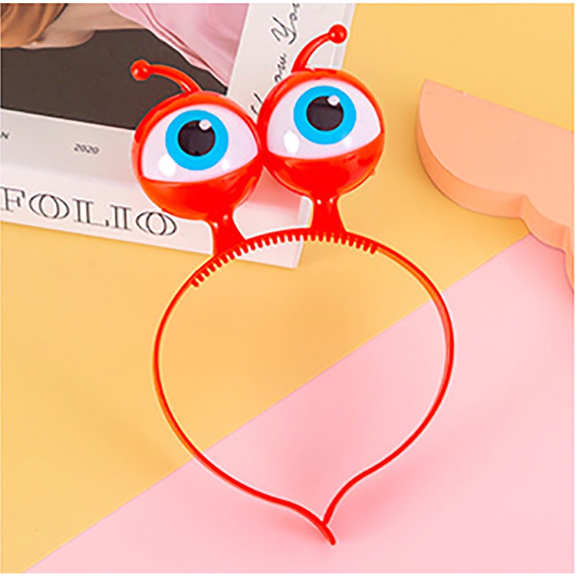 Halloween Glowing Devil Horn Headwear Flash Eyeball Headband LED Hair ...