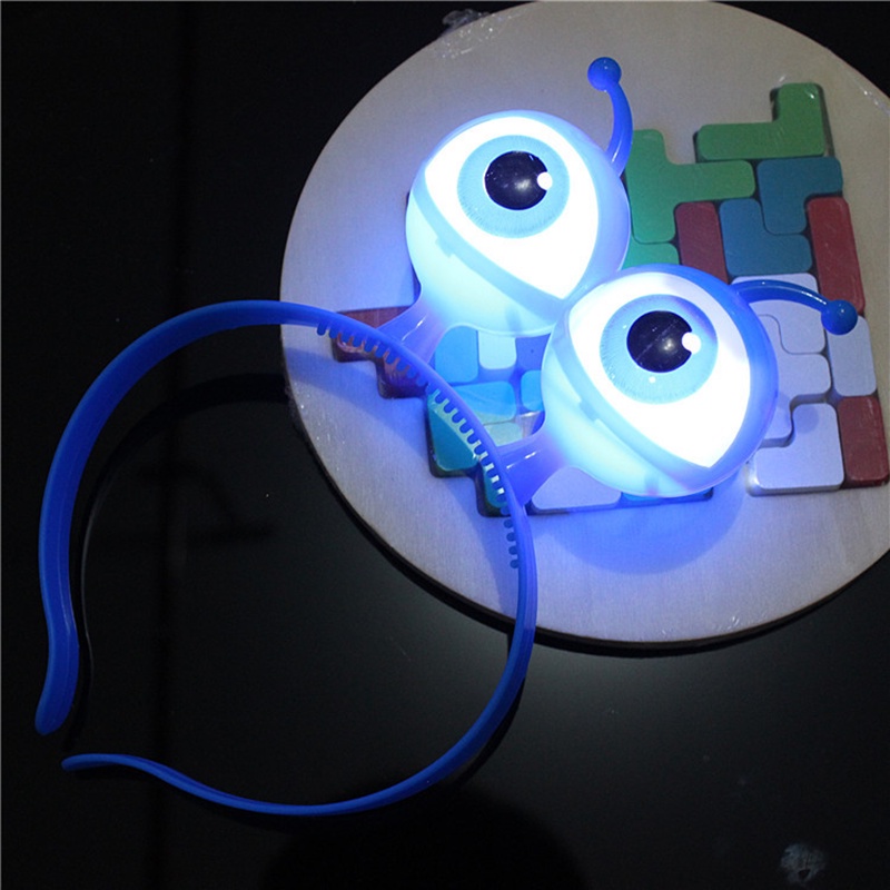 Halloween Glowing Devil Horn Headwear Flash Eyeball Headband LED Hair ...