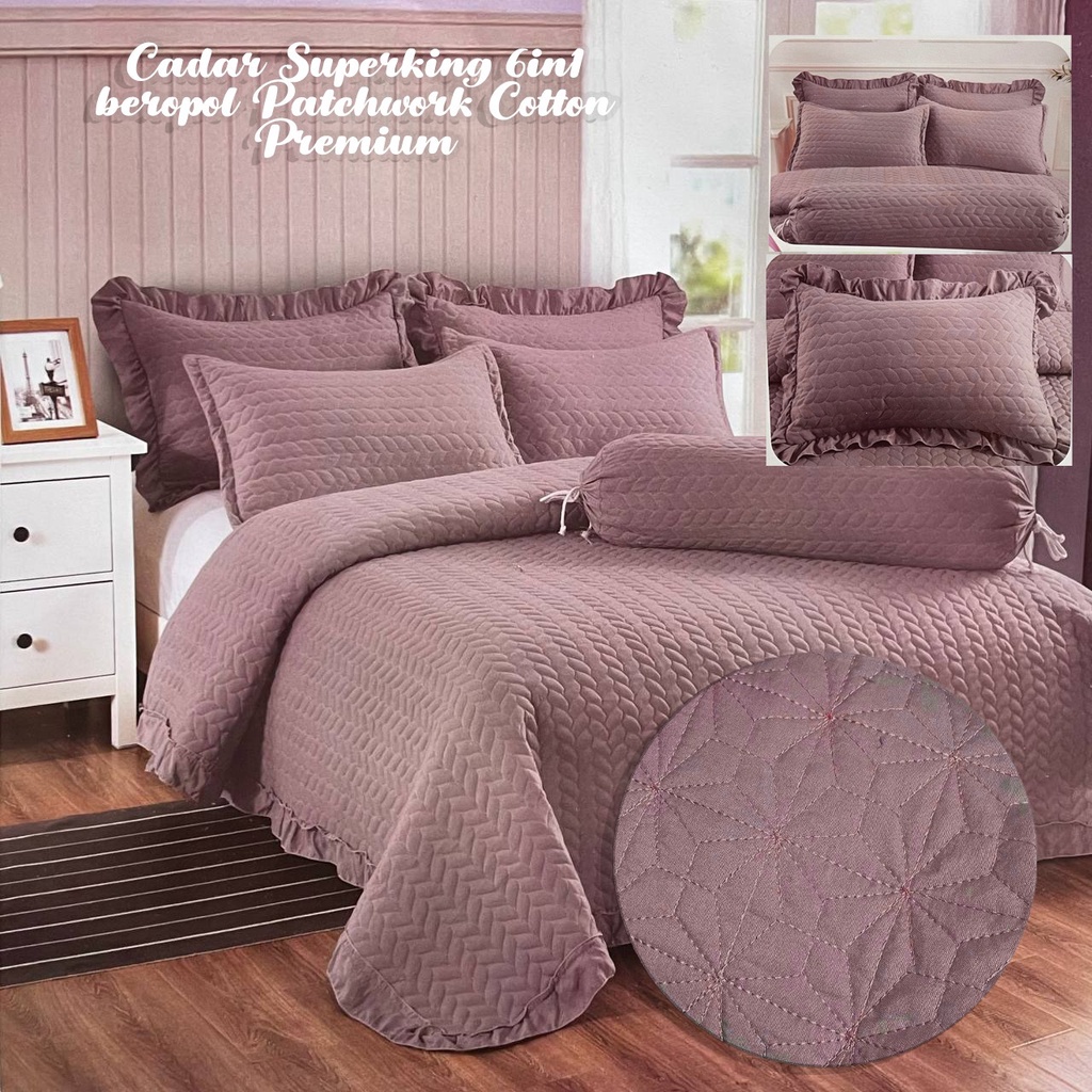 Cadar Set 6in1 Saiz Queen dan King Jenis Patchwork Tebal Cotton Bedroom ...