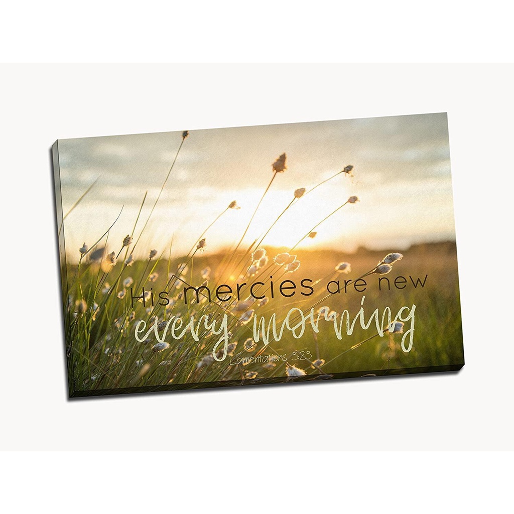 Christian Wall Art Canvas His Mercies Are New Every Morning Bible Verse ...