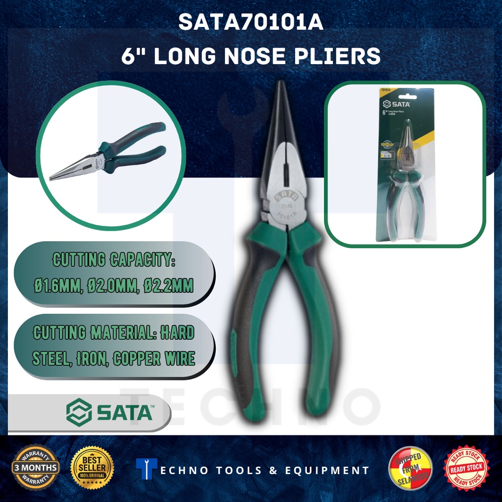SATA 70101A 6"/150mm Long Nose Plier - New & Original | Shopee Malaysia