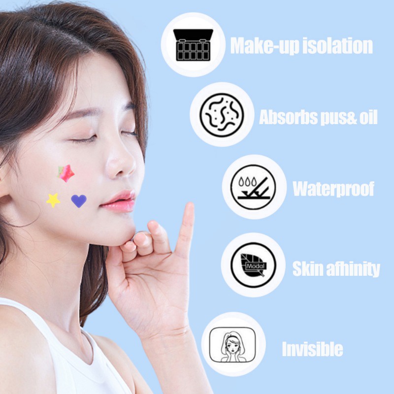 Colorful Love Stars Acne Patch / Breathable Face Spot Stickers / Flower ...