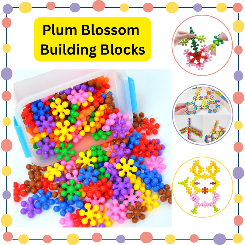 [100pcs/set] Plum Blossom 3D Building Blocks Connection Interlocking ...
