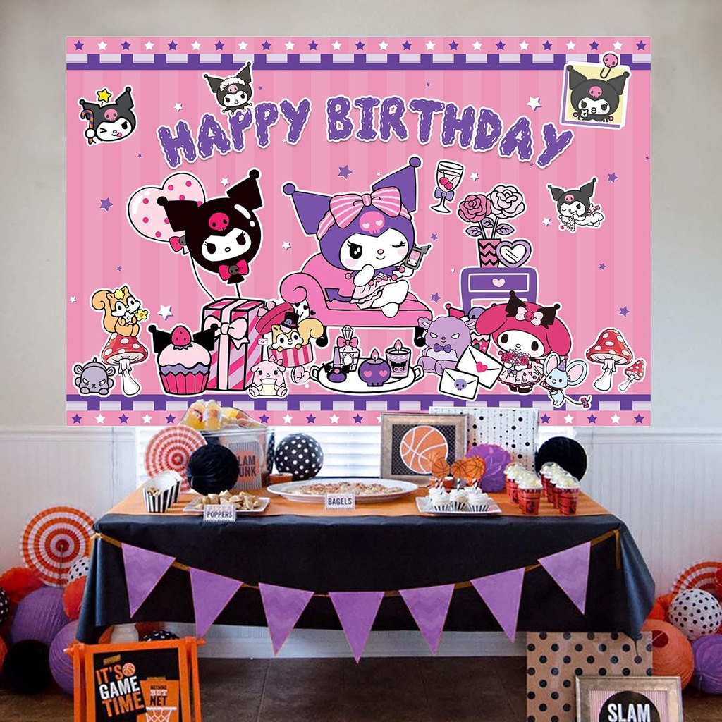 Sanrio Kuromi Birthday Banner Theme Backdrop Party Decoration Photo ...