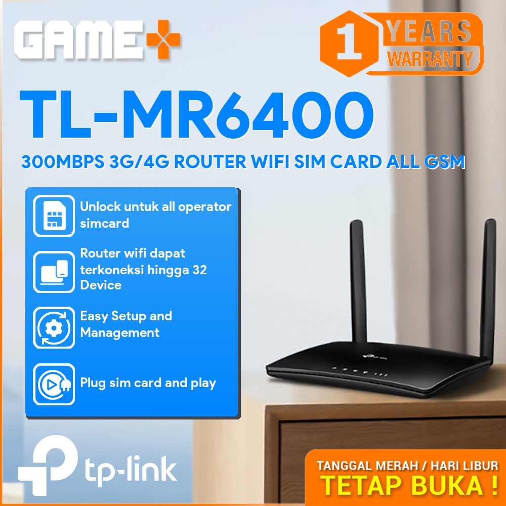 Tp-link TL-MR6400 300MBPS 3G/4G ROUTER WIFI SIM CARD ALL GSM Official ...